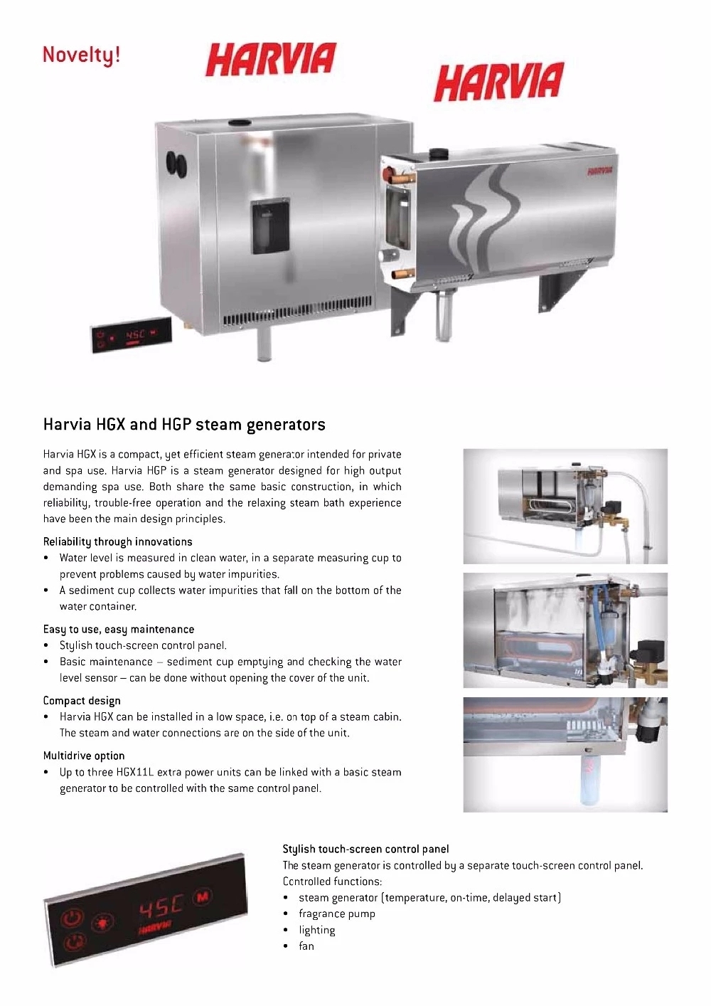 Harvia HGX45 เครื่องกำเนิดไอน้ำ พร้อมดิจิตอลคอนโทรล 4.5KW - Pattaya Swimming Pools - ThaiPick