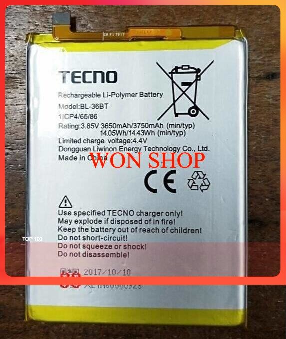 แบตเตอรี่ แท้ สำหรับ TECNO BL-36BT แบตเตอรี่โทรศัพท์มือถือ/ 3750MAh BL ...