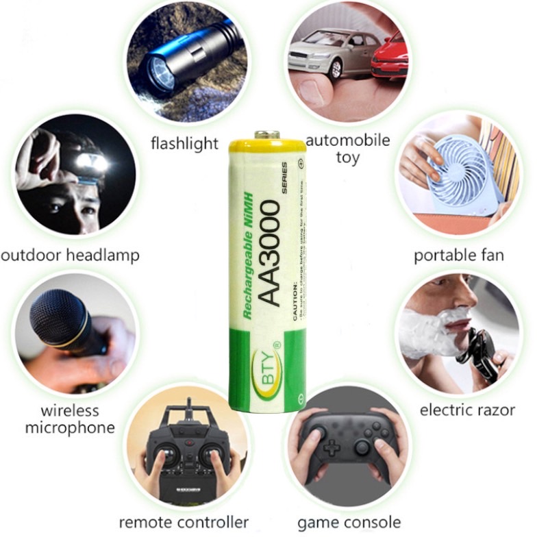 พร้อมส่งBTY ถ่านชาร์จ AA 3000 mAh NIMH Rechargeable battery (16 ก้อน) - Cinder Shop 99 - ThaiPick