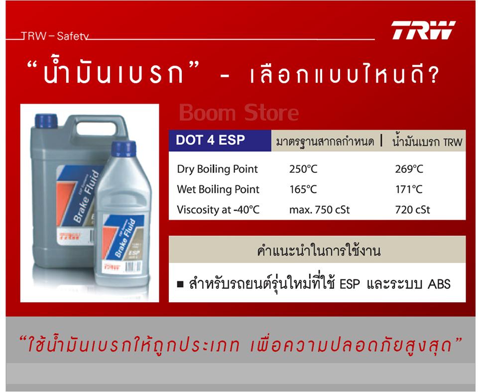 น้ำมันเบรก TRW DOT 4 ESP Systems มาตรฐานใหม่ ความหนืดต่ำ สำหรับรถที่มี ...