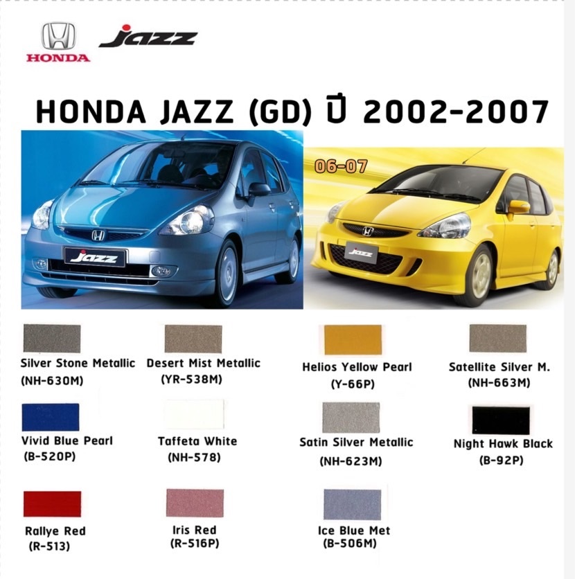 สีตรงเบอร์ สีพ่นรถยนต์2K HONDA JAZZ GD 2002 - 2007 กาพ่น แต้ม สีสเปรย์ ...