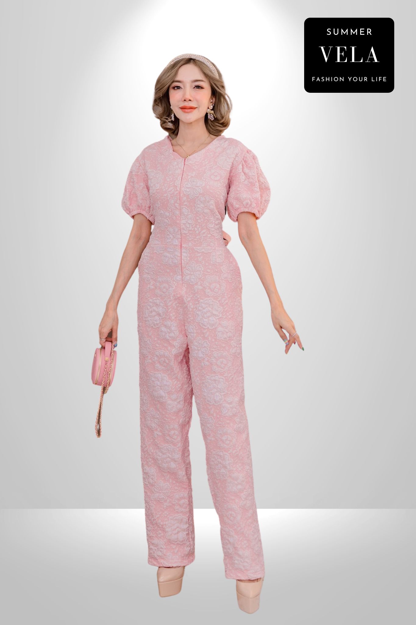 VELA JL62 Jumpsuit ชุดจั้มสูทออกงาน ซิปหน้า (M34-38”, L40-42”) จั๊มสูทผู้หญิง ชุดผู้หญิง ชุดออก ...