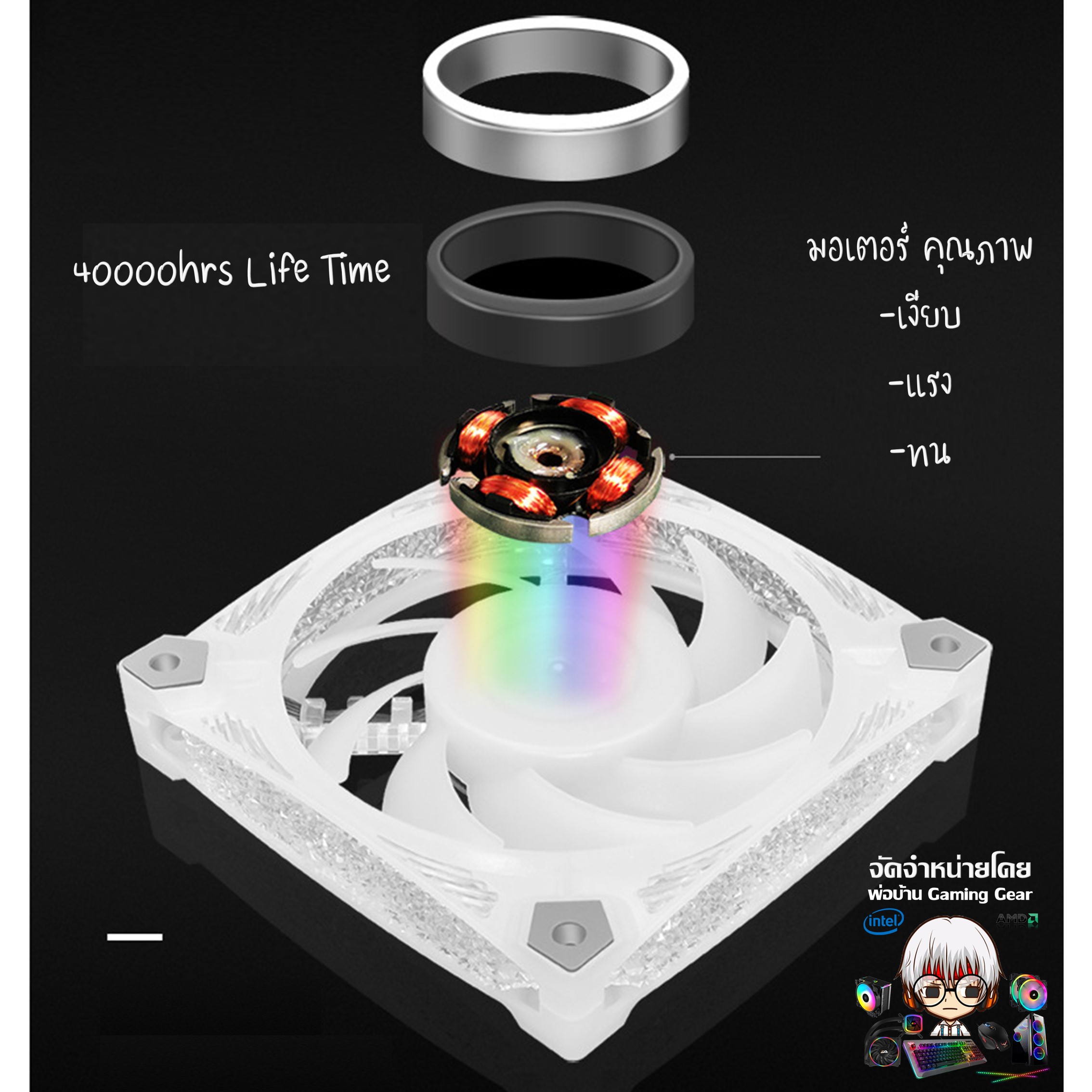 ชุดพัดลมเคสRGB +รีโมทคอนโทรล ระบายความร้อนคอมพิวเตอร์ รุ่นCrystal, RGB ...