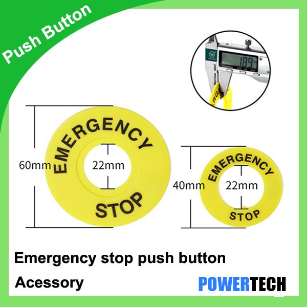 ป้าย Emergency Switch อีเมอเจนซี่ 22มิล เนมเพลท ฉุกเฉิน Emergency stop ...