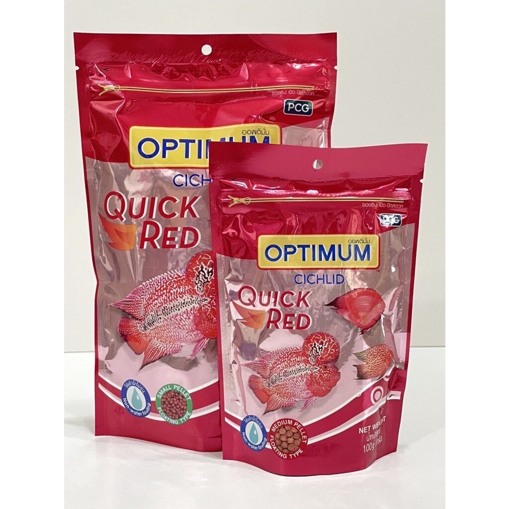 (จัดส่งเร็ว) OPTIMUM CICHLID QUICK RED 100g. 300g. (อาหารปลาหมอสี ปลานกแก้ว สูตรเร่งสี เร่งโต ...