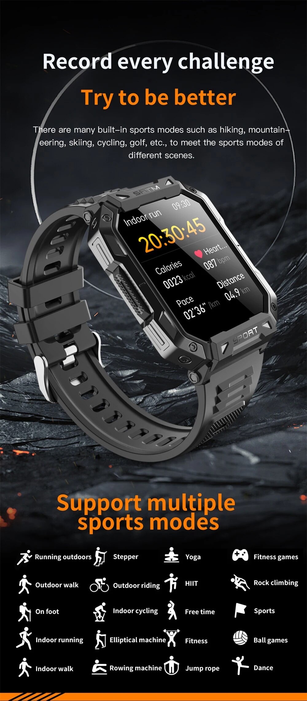 นาฬิกาอัจฉริยะ Kawa F307 วัดน้ำตาลในเลือด วัดอัตราการเต้นหัวใจ กันน้ำ วัดแคลลอรี่ รองรับภาษาไทย ...