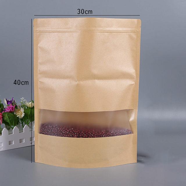 Stand Up Kraft Paper Frosted Window Zip Lock Bags Resealable Coffee ...