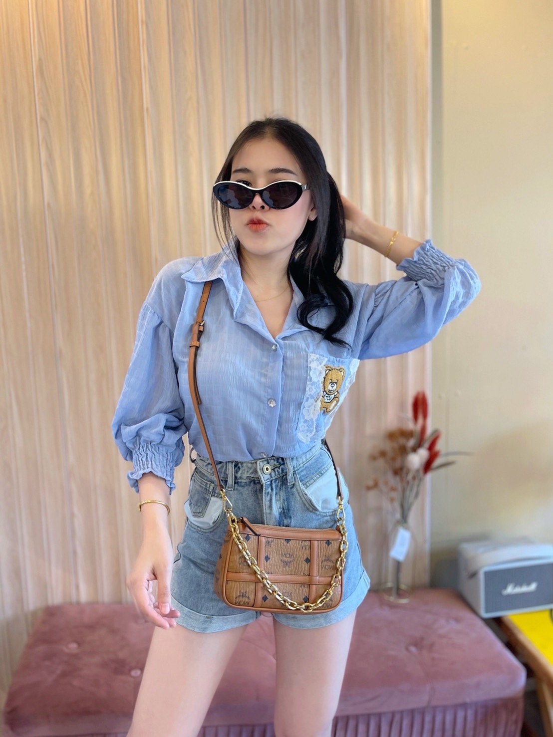 Risara🧸น่ารักมากกเลยยย เสื้อแขนสั้นทรงโปโล ดีเทลจั๊มแขนโทนสีตัดพาสเทล ...