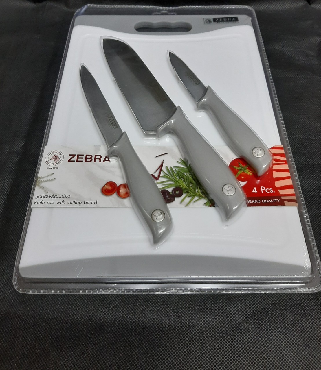 ชุดมีดพร้อมเขียง Zebra ชุดมีด Zelect พร้อมเขียง มีด 3.5, 5, 6.5 นิ้ว ...