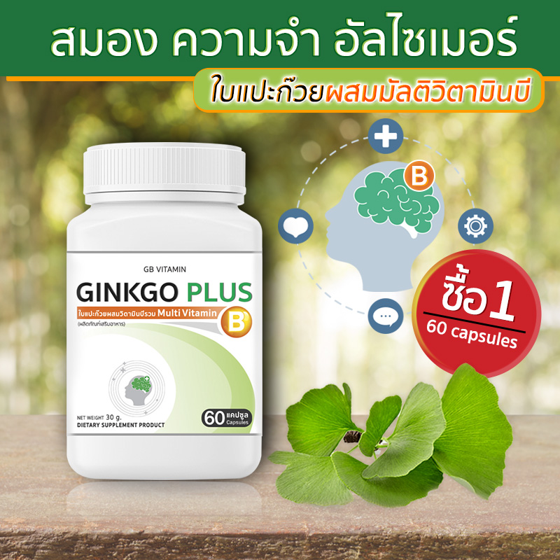 พร้อมส่ง GB Ginkgo Plus-B อาหารเสริม ใบแปะก๊วยผสมวิตามินบีรวม สารสกัดใบ ...