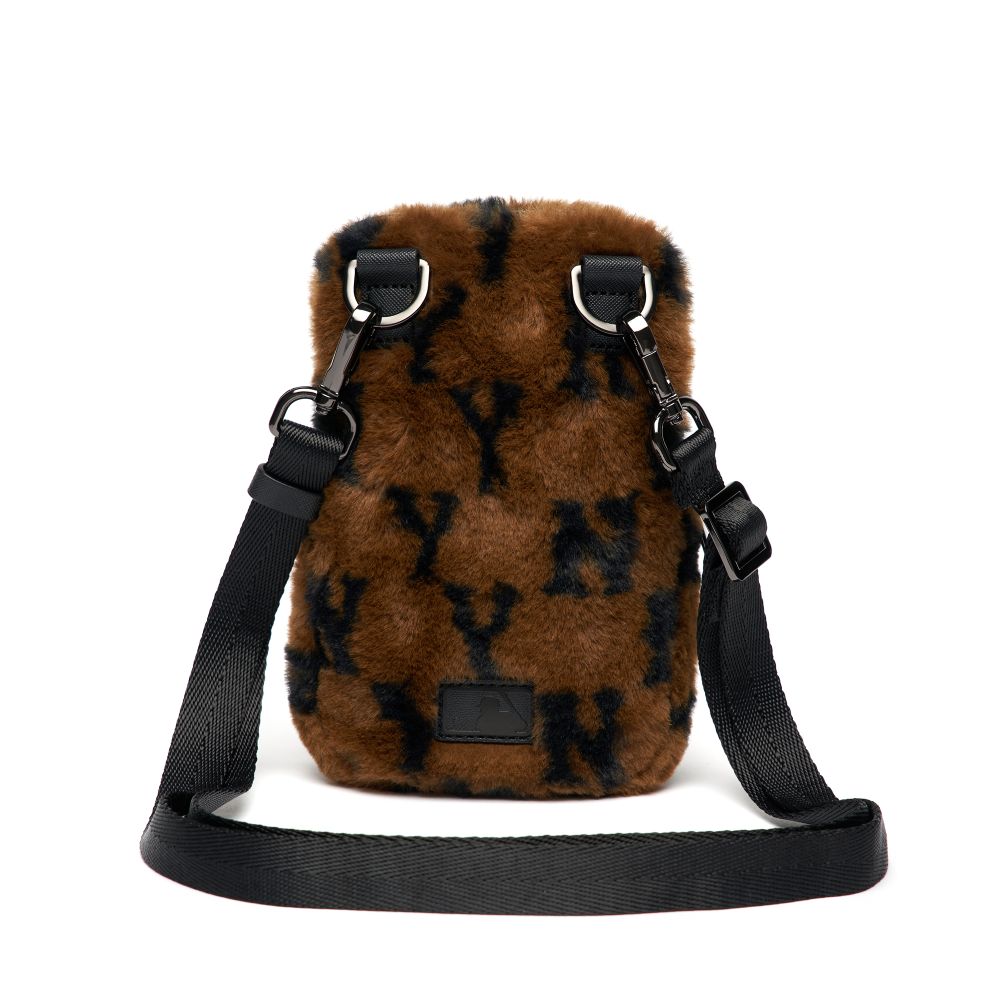 MLB กระเป๋าสะพาย FUR MONOGRAM CROSSBODY BAG 3ACRH0216 50BRS BROWN NEW ...