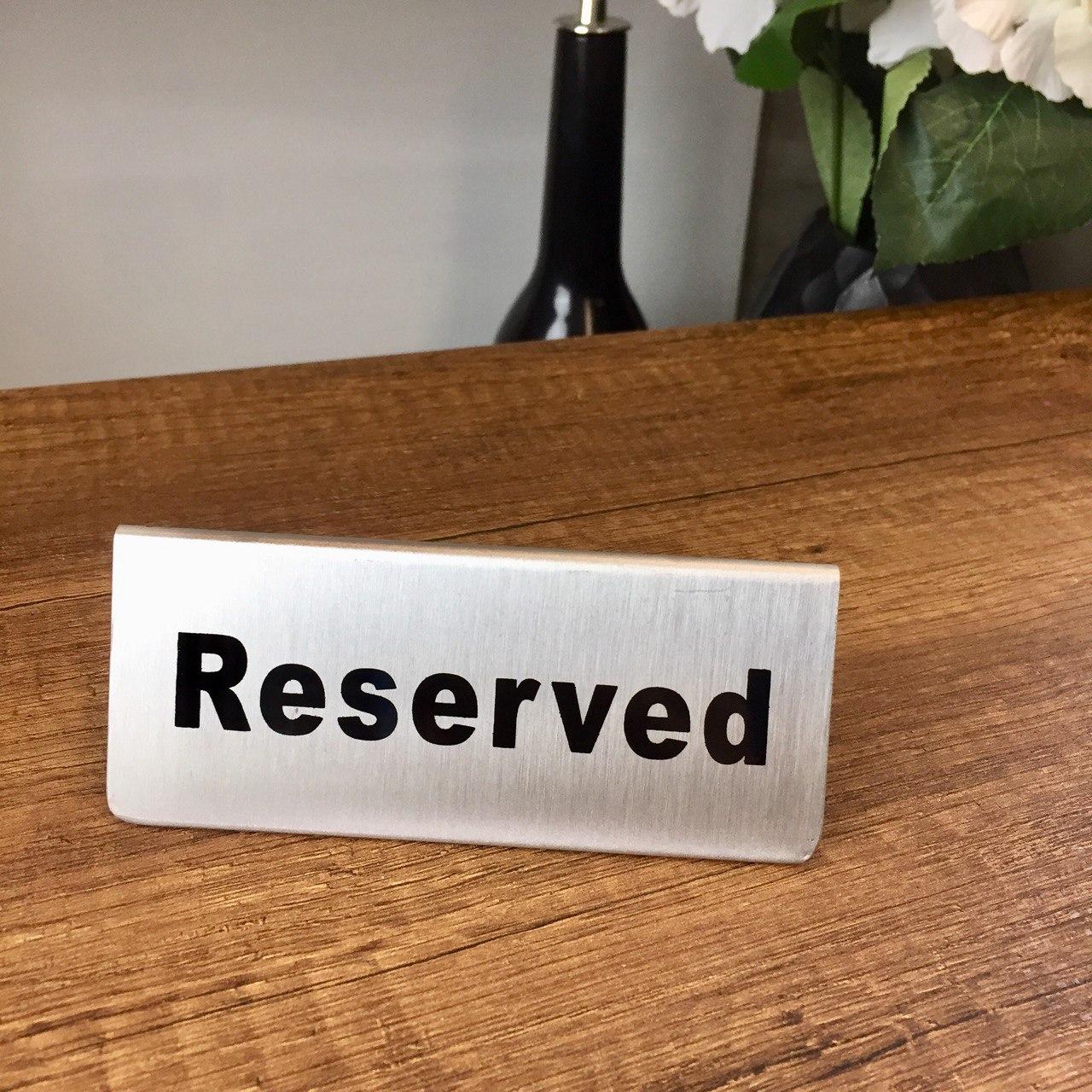 ป้ายจองโต๊ะ Reserved ป้ายจองโต๊ะสแตนเลส ยาว10 ซม. Twin Fish #SS-RESERED ...