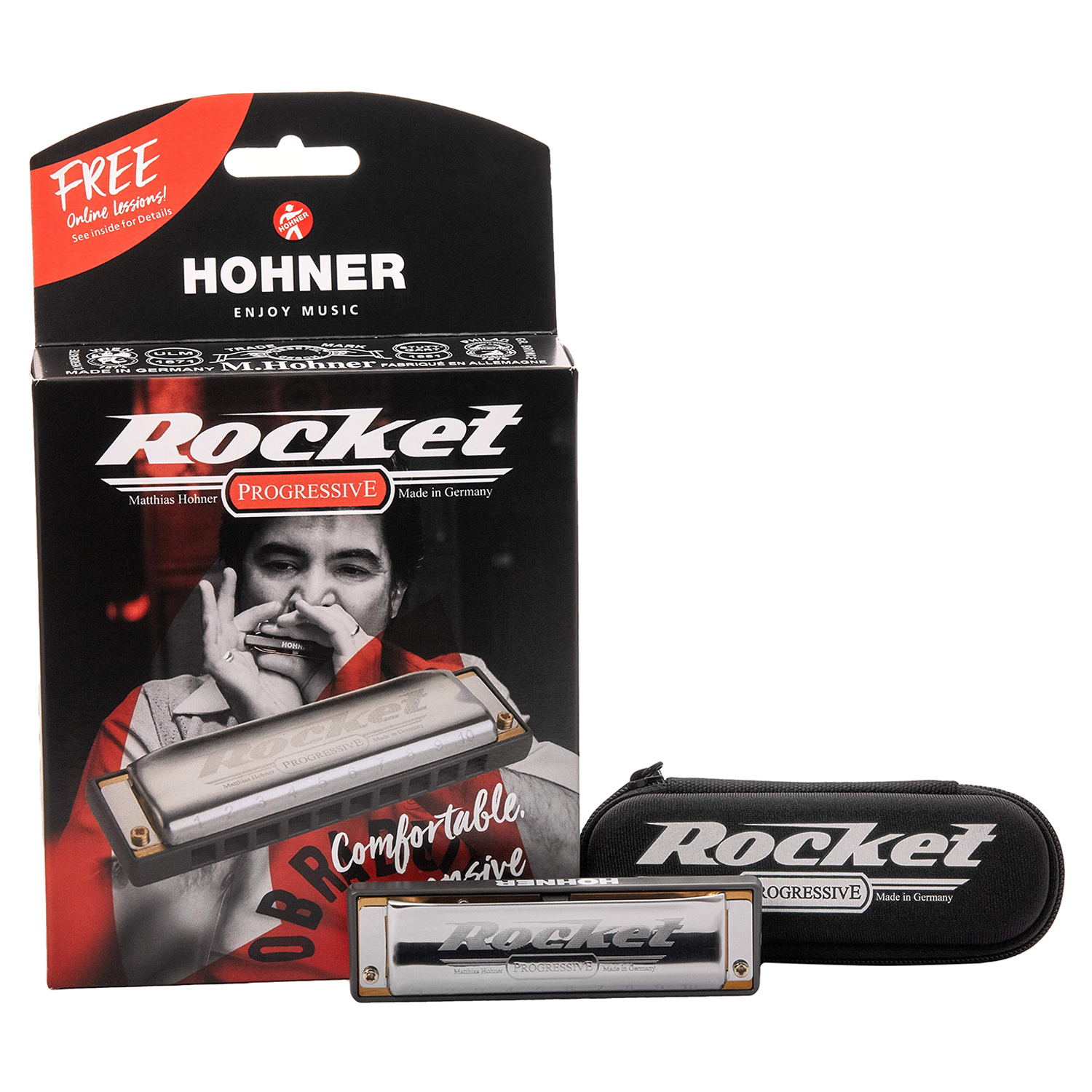 Hohner® Rocket ฮาร์โมนิก้า 10 ช่อง คีย์ A ใช้ลมเป่าน้อย เสียงดัง ซีรี ...