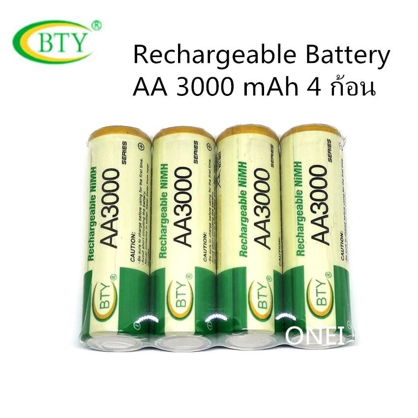 BTY ถ่านชาร์จ AA 3000 mAh NIMH Rechargeable Battery （4 ก้อน ...
