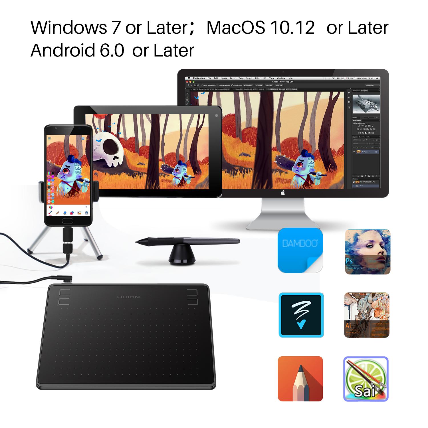 Huion HS64HS64 Chips Digital Graphics Tablets OSU Drawing Tablet with ...