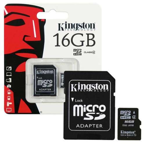 Kingston 16GB microSDHC Class 4 4MB/s memory Card + SD Adapter (SDC4 ...