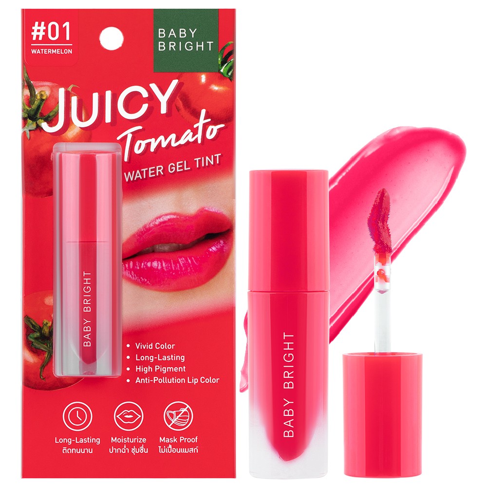 Baby Bright ลิปทินท์เนื้อเจล ไม่ติดแมส【ติ้นมะเขือเทศ】JUICY TOMATO WATER ...