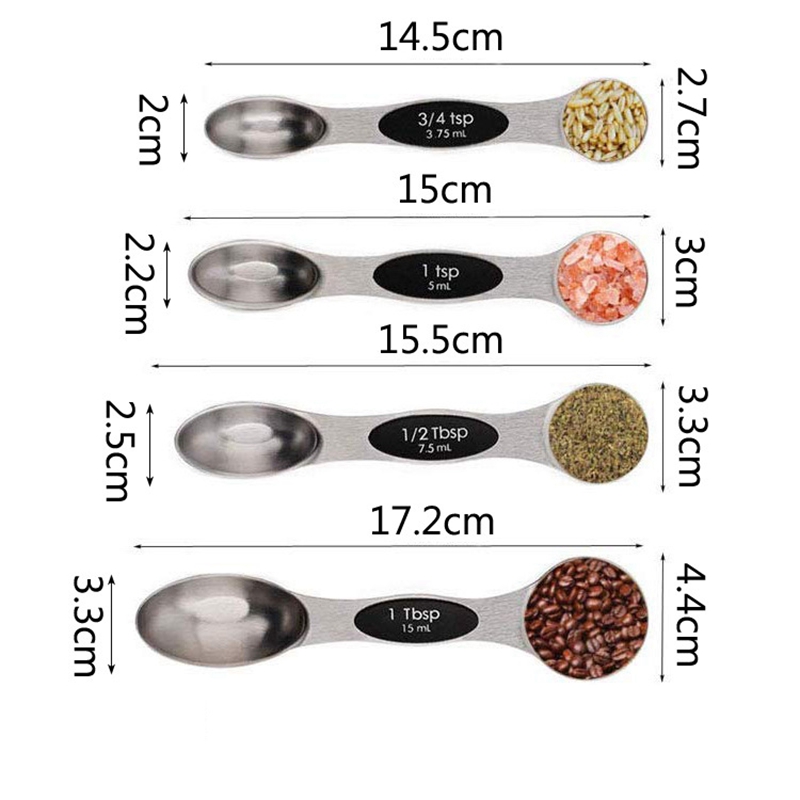 Magnetic Double Head Stainless Steel Measuring Spoon 9-Piece Baking ...
