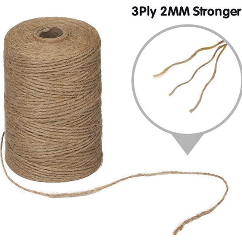 200M/ Roll 2mm Jute Twine Natural Thick Brown Twine for Home Gardening ...