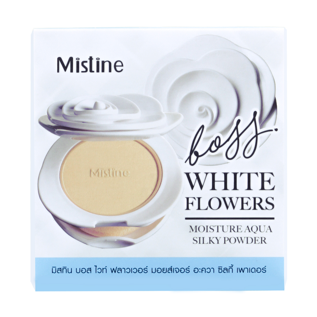 แป้งพัฟฟ์ มิสทีน บอส ไวท์ ฟลาวเวอร์ มอยส์เจอร์ อะควา ซิลค์กี้ พาวเดอร์ ...