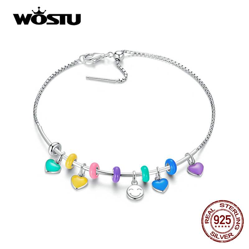 WOSTU 925เงินสเตอร์ลิงปรับสร้อยข้อมือผู้หญิง Fit DIY Mini Charms ลูกปัดสร้อยข้อมือเครื่องประดับ ...