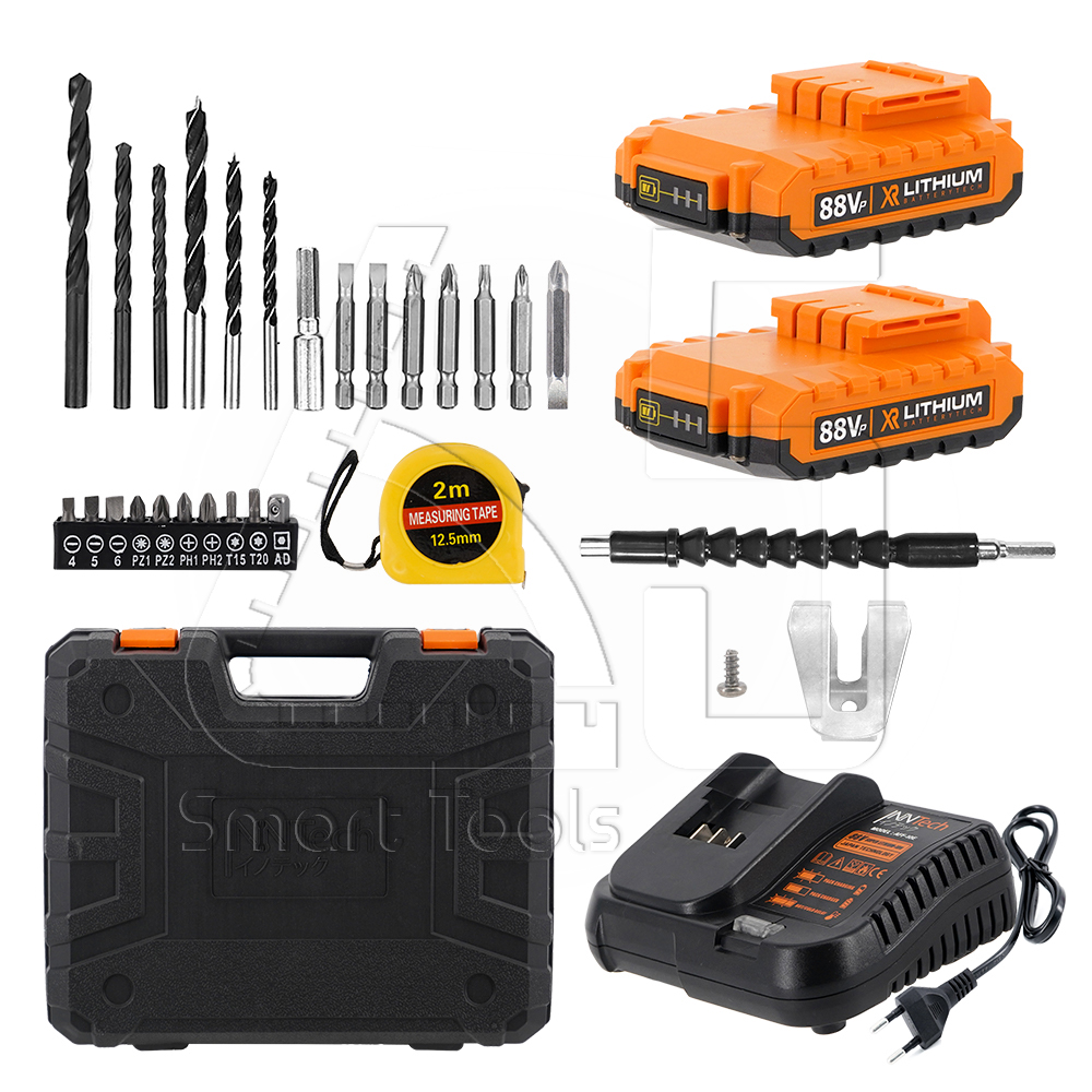 InnTech สว่านไร้สาย สว่าน 3 ระบบ 88V มีระบบกระแทก แบตเตอรี่ Li-ion 2 ก้อน พร้อมแท่นชาร์จขนาดใหญ่ ...