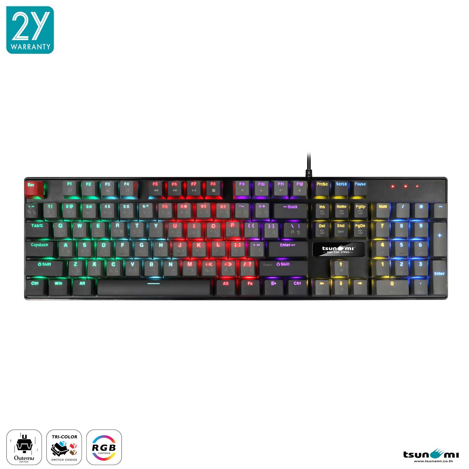 Tsunami MK-02 Ver 2022 Pro Mechanical Gaming Keyboard RGB คีบอร์ดแมคคาน ...
