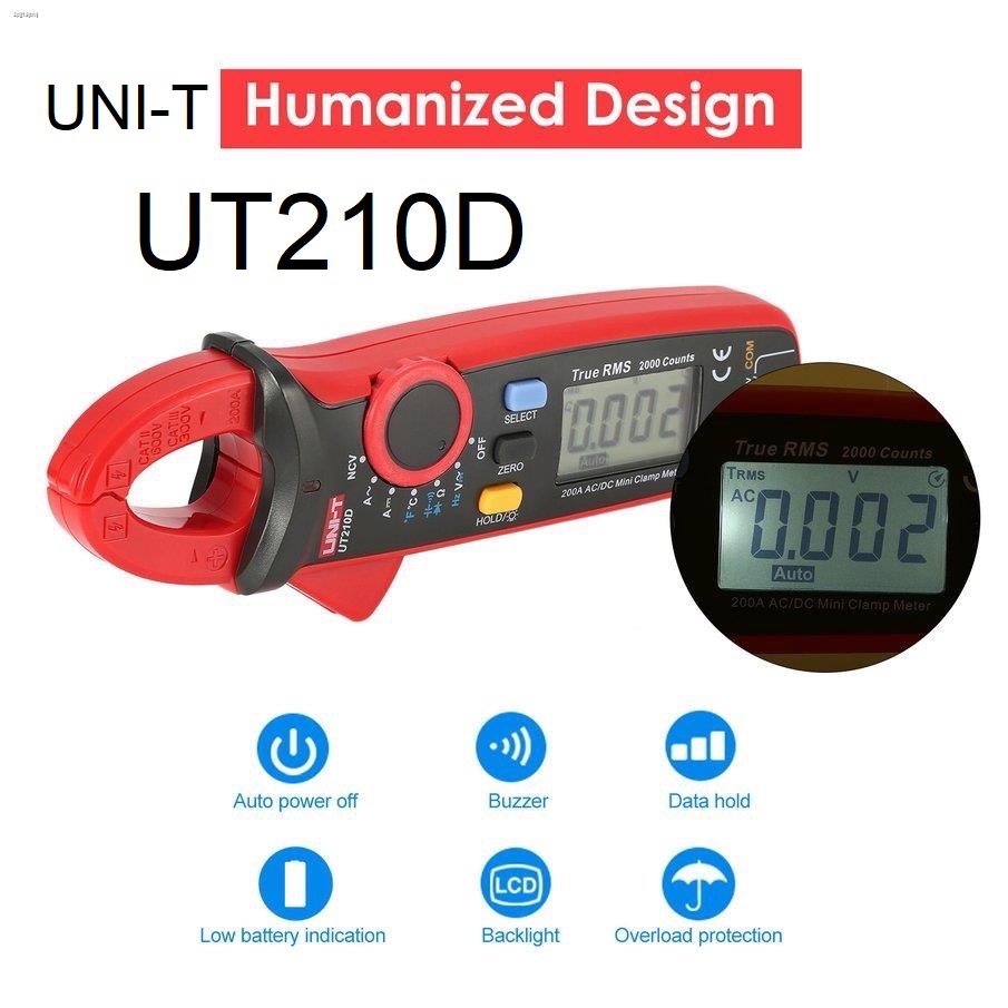 UNI-T UT210D+คีมตัด AC-DC 10A-200A คลิปแอมป์มิเตอร์ แคล้มป์มิเตอร์ ...