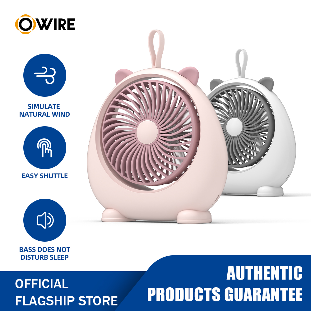 Owire พัดลมตั้งโต๊ะMini ชาร์จ USB ลมแรง2เท่า พัดลมเทอร์โบ แบบตั้งโต๊ะ ปรับได้ 2 สะดวกต่อการใช้ ...