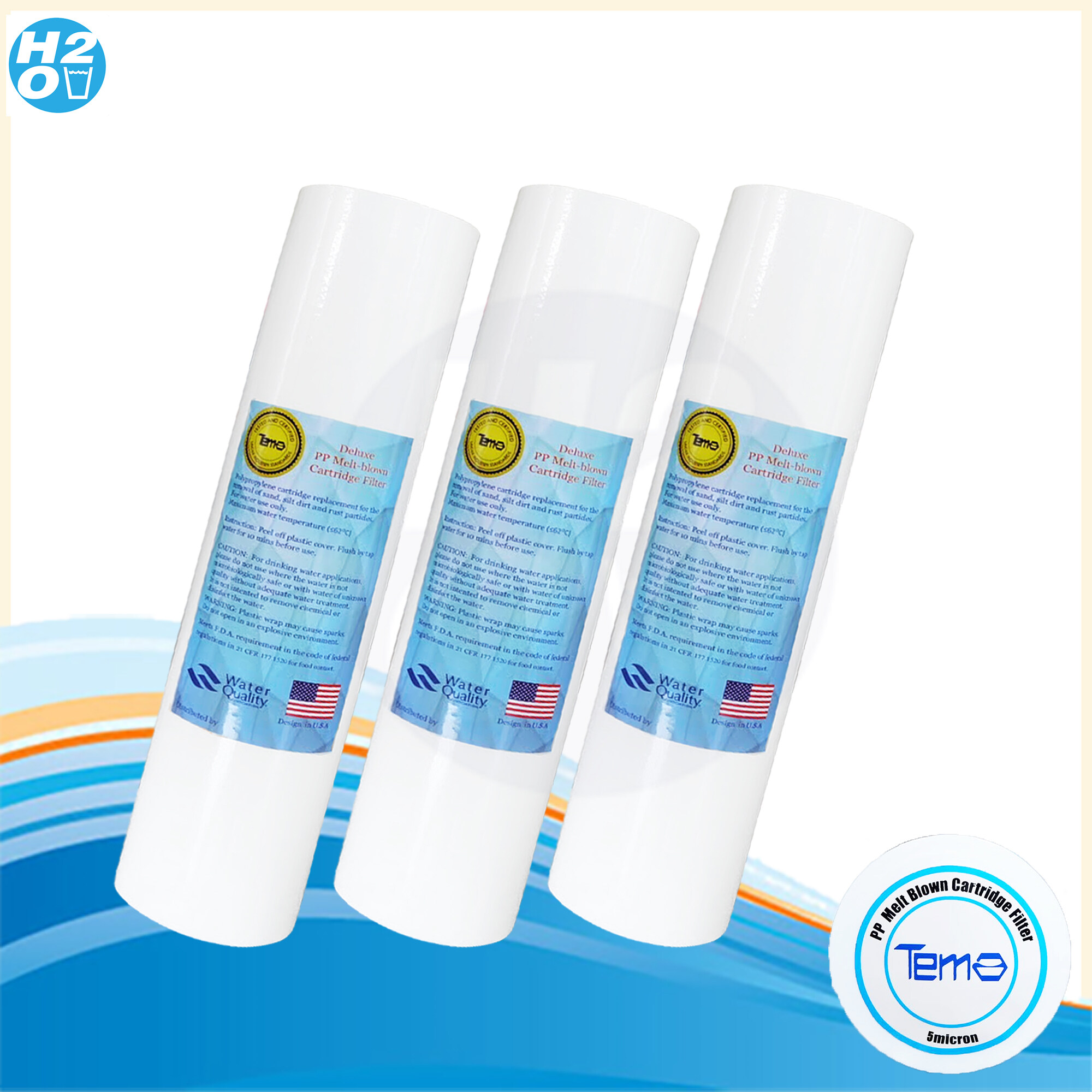 Tema ไส้กรองน้ำ PP ไส้กรองหยาบ 10นิ้ว จำนวน 3 ชิ้น ไส้กรอง Sediment Spun สำหรับเครื่องกรองน้ำ ...