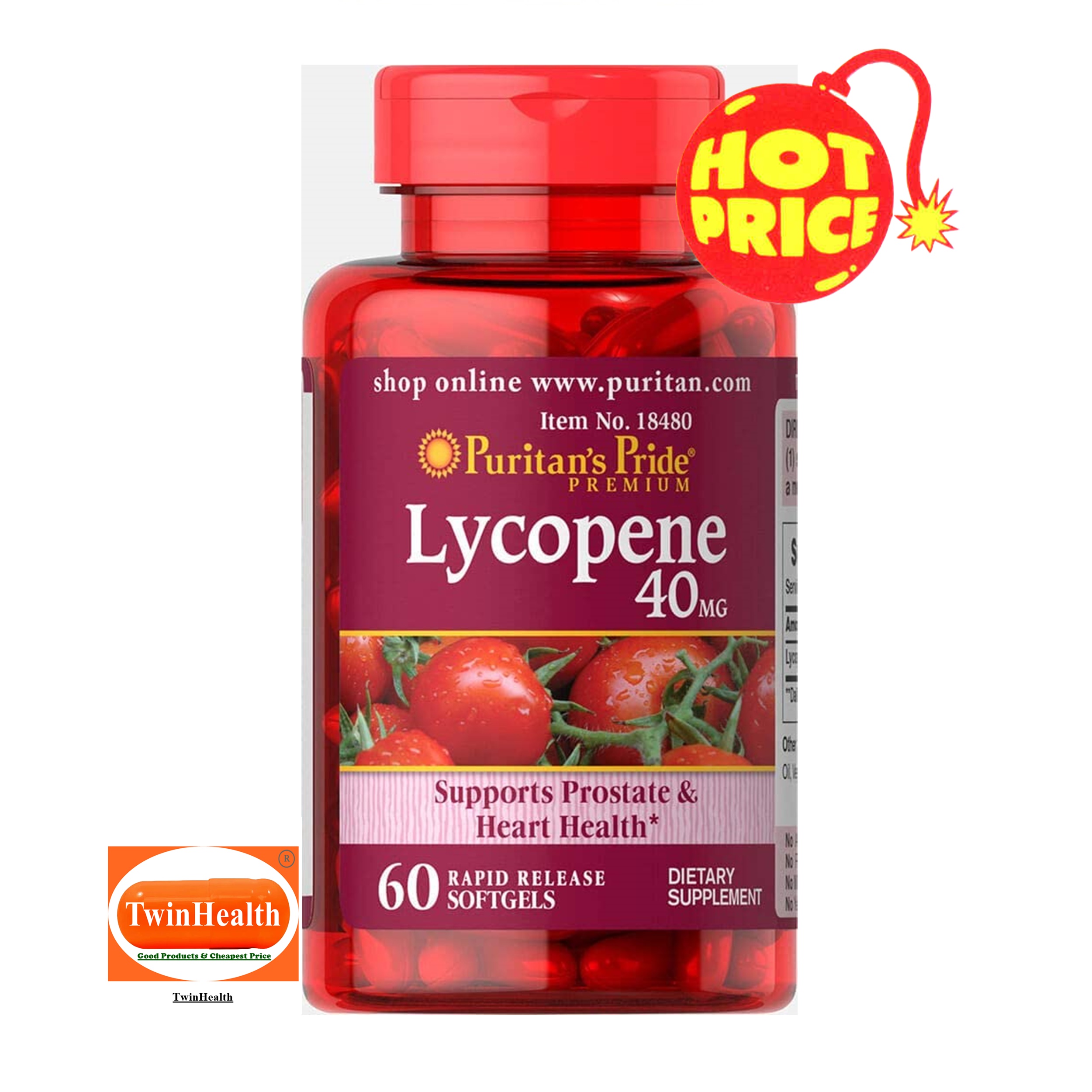 Puritan's Pride Lycopene 40 mg / 60 Softgels | Lazada.co.th