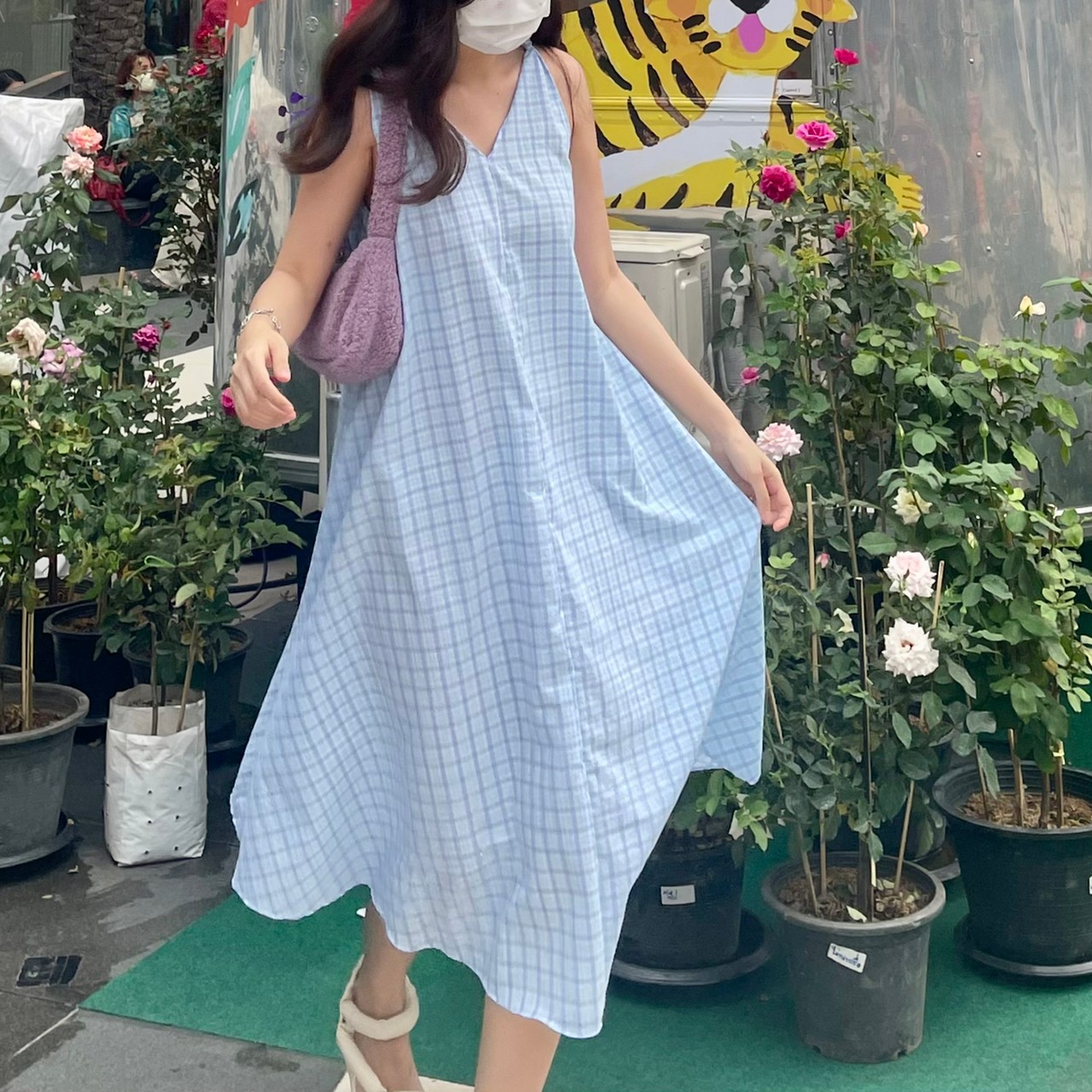 HERDAILY STUDIO sunny dress - tartan blue | Lazada.co.th