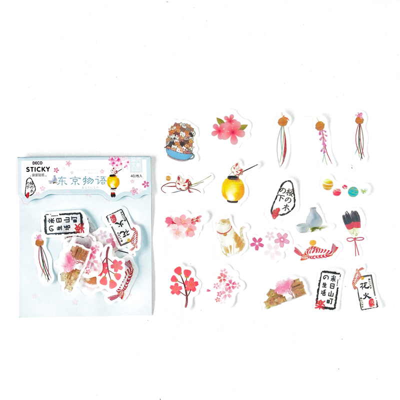 40 pcs Bag Japanese Tokyo Style Sakura Decorative Diary Notebook Album ...