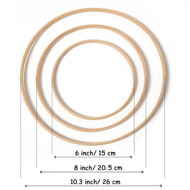 Wooden Bamboo Floral Hoops Set Wreath Macrame Craft Hoop Rings for DIY ...