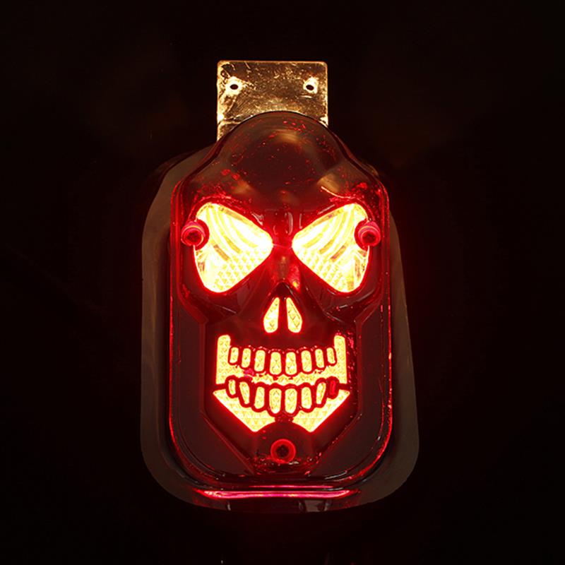 LED Motorcycle Skull Taillight Chrome Skeleton Style Modified Turn ...
