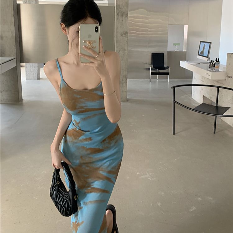 Lunashopชุดเดรสกระโปรงพิมพ์ลายมัดย้อมผู้หญิงฤดูร้อนกระโปรงรัดสะโพกบาง ...