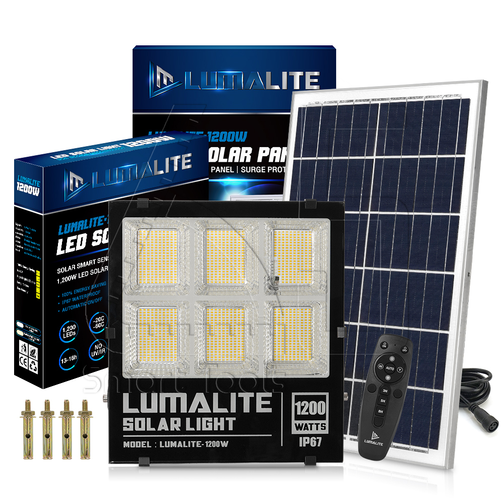 LUMALITE ไฟโซล่าเซลล์ ไฟสปอร์ตไลท์ 1,200W สี ขาว (White) / วอร์มไวท์ ...