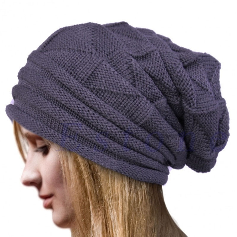 Knitted Baggy Beanie Oversized Winter Hat Ski Slouchy Cap Skullies ...