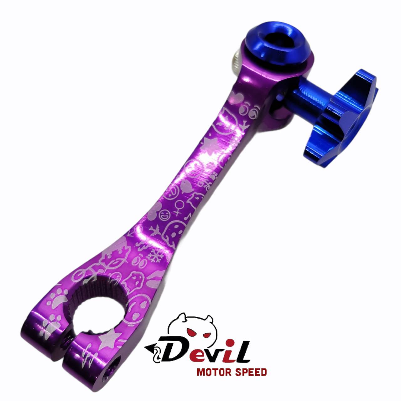 มือลิง CNC มือลิงแต่ง แบรนด์ Devil สีทูโทน+เพ้นท์ลาย // สีม่วง - หมุดน้ำเงินหัวแฉก(ดาว) - Devil ...