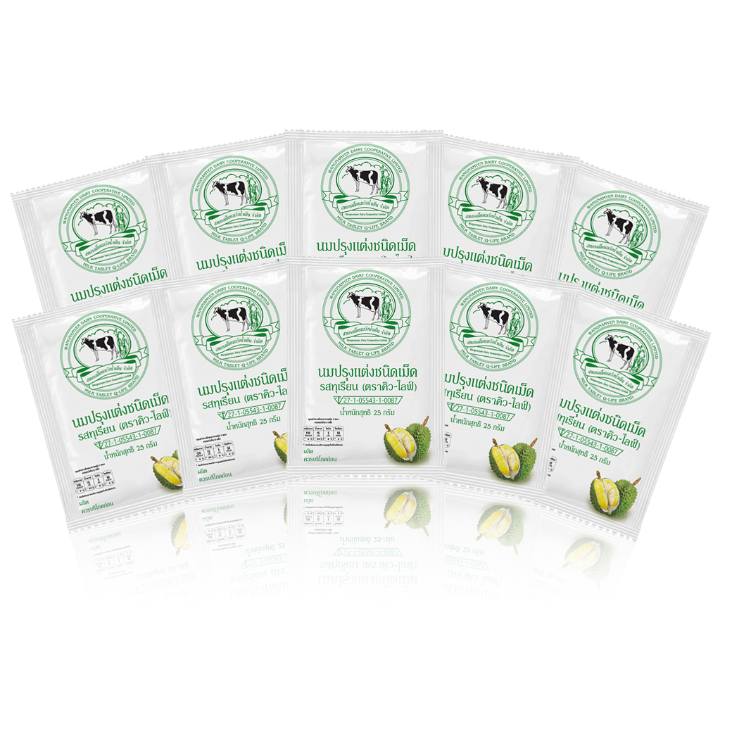 (รสทุเรียน) 10 ซอง นมอัดเม็ด คิวไลฟ์ Q-LIFE Milk Tablet | ของแท้ by ...