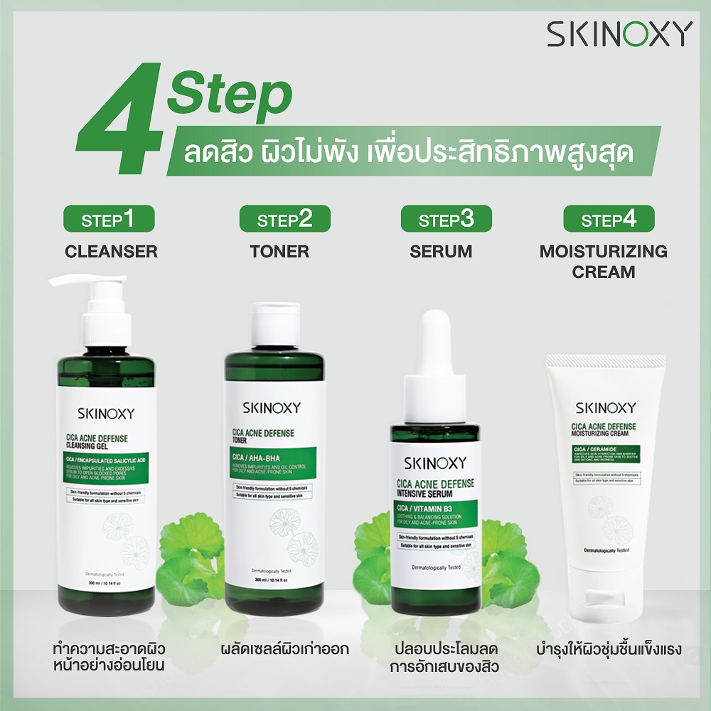SKINOXY CICA Acne Defense Toner 300mlSerum 30ml สกินอ๊อกซี่ เซ็ตคู่ โทน ...