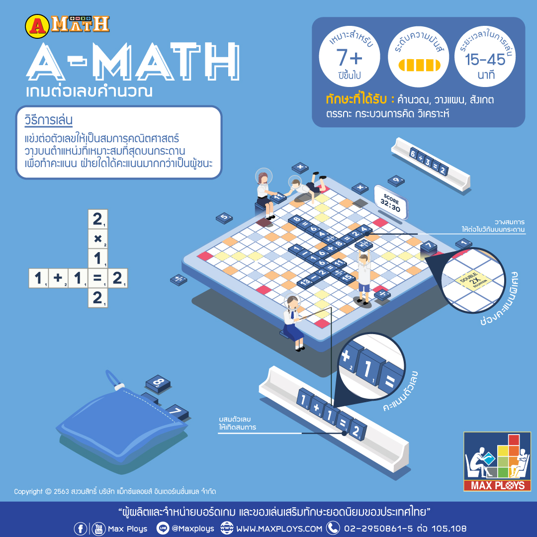 A-MATH เอแม็ท มัธยม(ทั่วไป) ชุดมาตรฐาน เกมต่อเลขคำนวณ by Max Ploys (เกมคณิตศาสตร์ เกมคำนวณ เกม ...