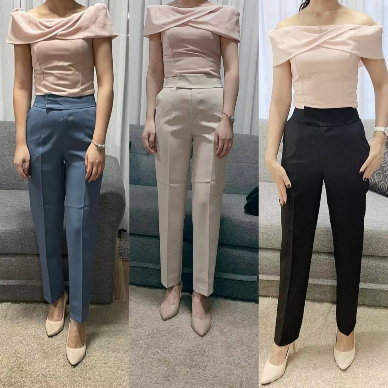 กางเกงผู้หญิงขายาว 9 ส่วน ผ้าไมโคร ทรงกระบอกกลาง ซิปหน้า ใส่ได้ทุกโอกาส ...