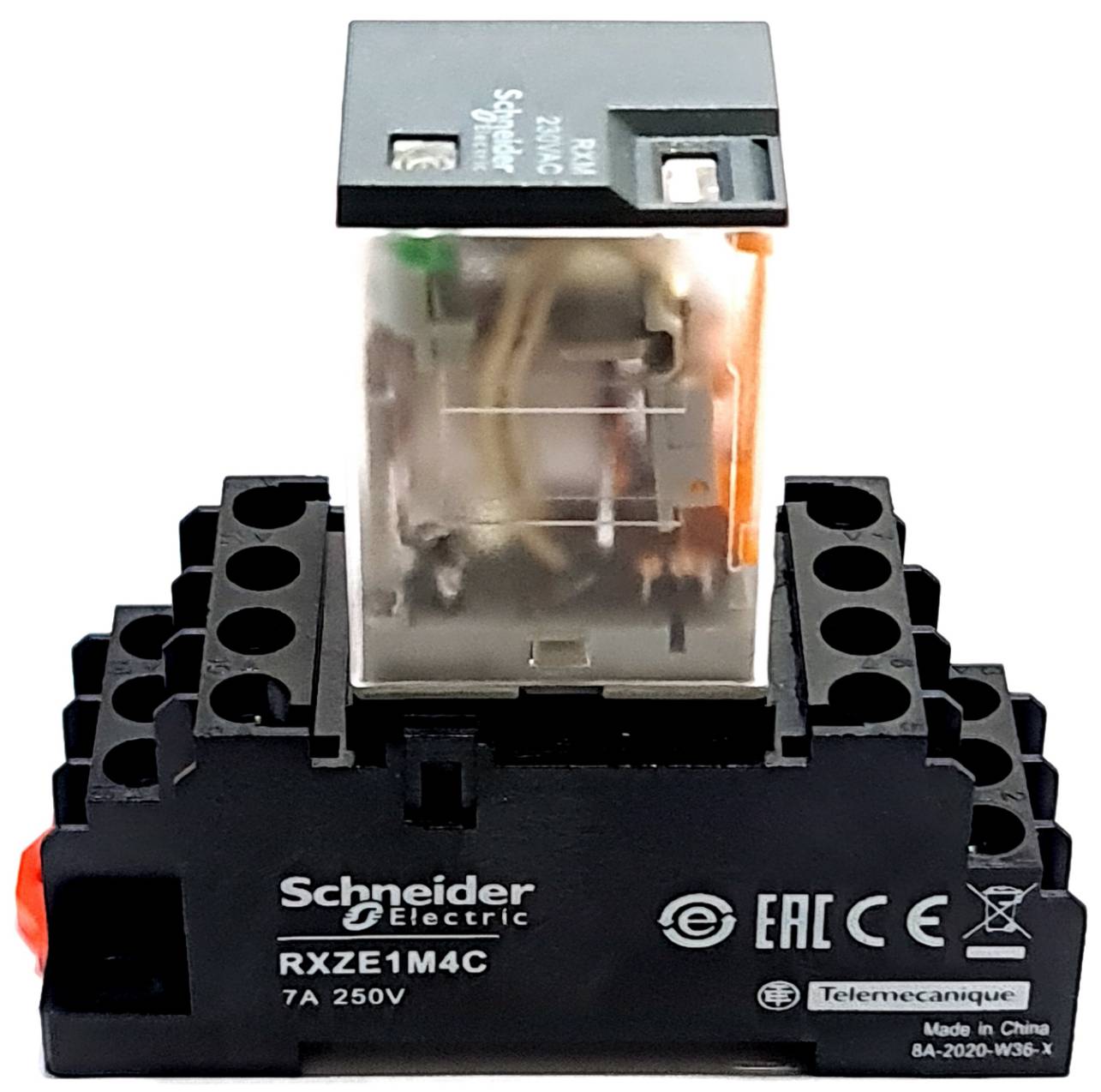 (Lot of 10) Schneider Electric RXM4LB2P7 Relay 230VAC 3A, 4-Contact with Socket RXZE1M4C 14-pins ...