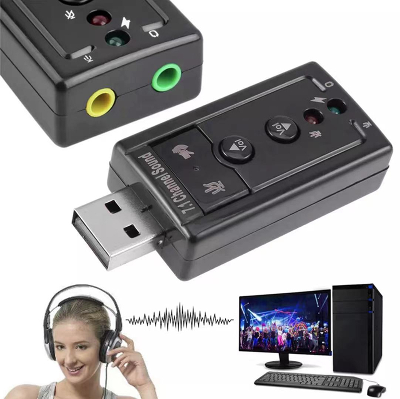 การ์ดเสียง USB 7.1 Y-444 การ์ดเสียงคอมพิวเตอร์ ซาวด์การ์ด Audio 3D Sound Virtual 7.1 Channel ...
