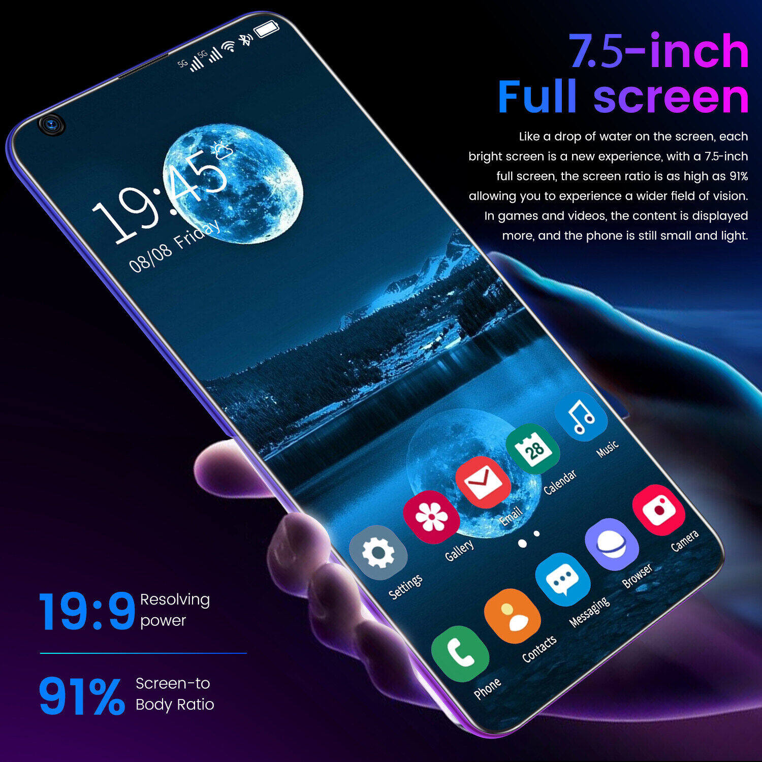 oqqo Rino6 Pro 5G สมาร์ทโฟนหน่วยความจำ 8G+256G จอ 7.5นิ้ว HD เต็มหน้าจอ ...