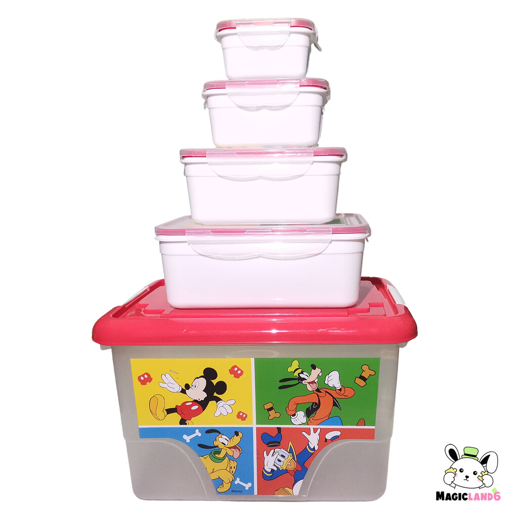 Box Set 5 Mickey Mouse Red Disney Storage ชุดกล่องสุญญากาศ 5 ใบ มิกกี้ ...