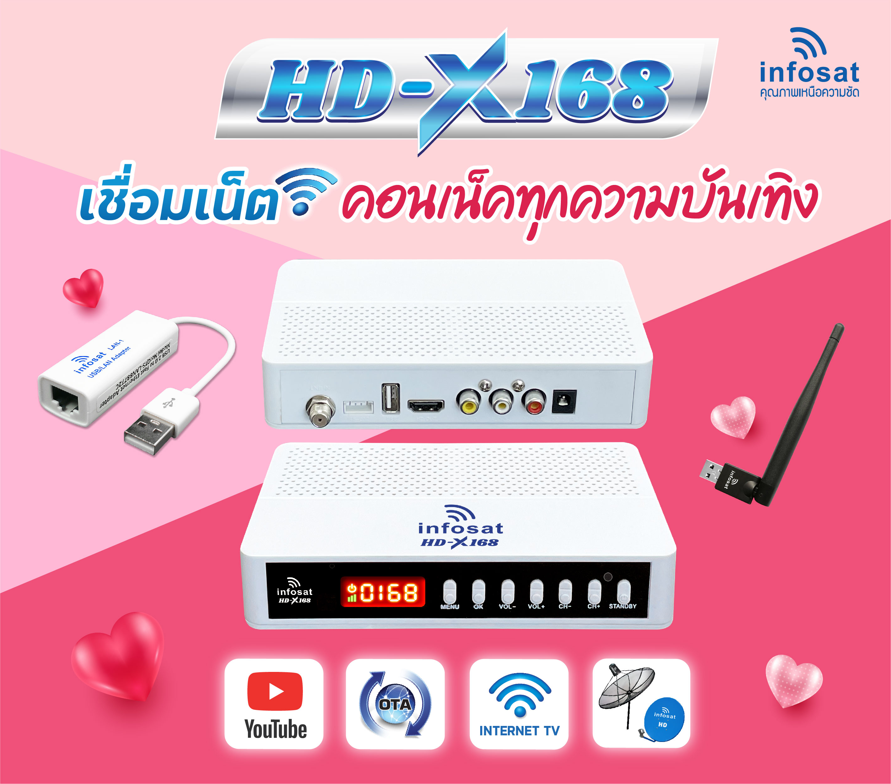 (กล่อง) infosat x168 hd กล่องทีวีดาวเทียม x ทีวีอินเทอร์เน็ต ส่งไวมาก ...