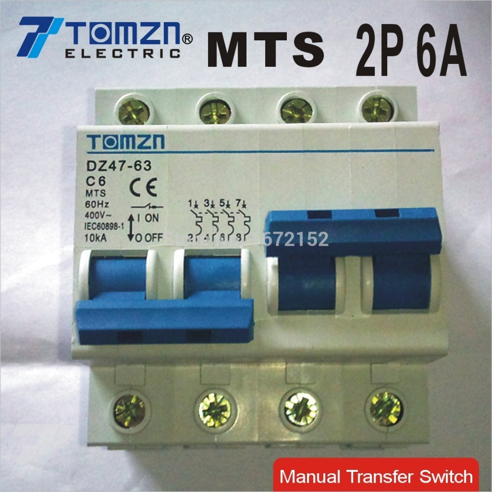 2P 6A MTS Dual Power Manual Transfer Switch Circuit Breaker MCB ...