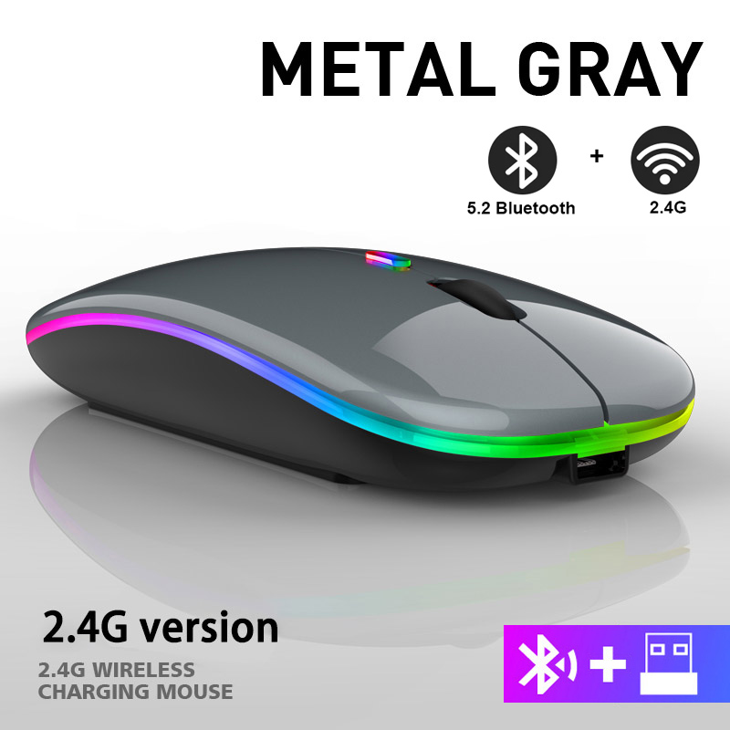Wireless Mouse RGB Rechargeable Bluetooth Mice Wireless Computer Mause ...